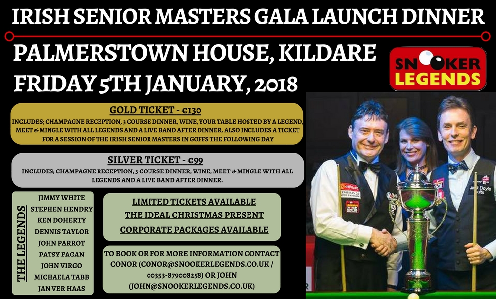 Irish Masters 2018- Dinner | The WPBSA World Seniors Tour